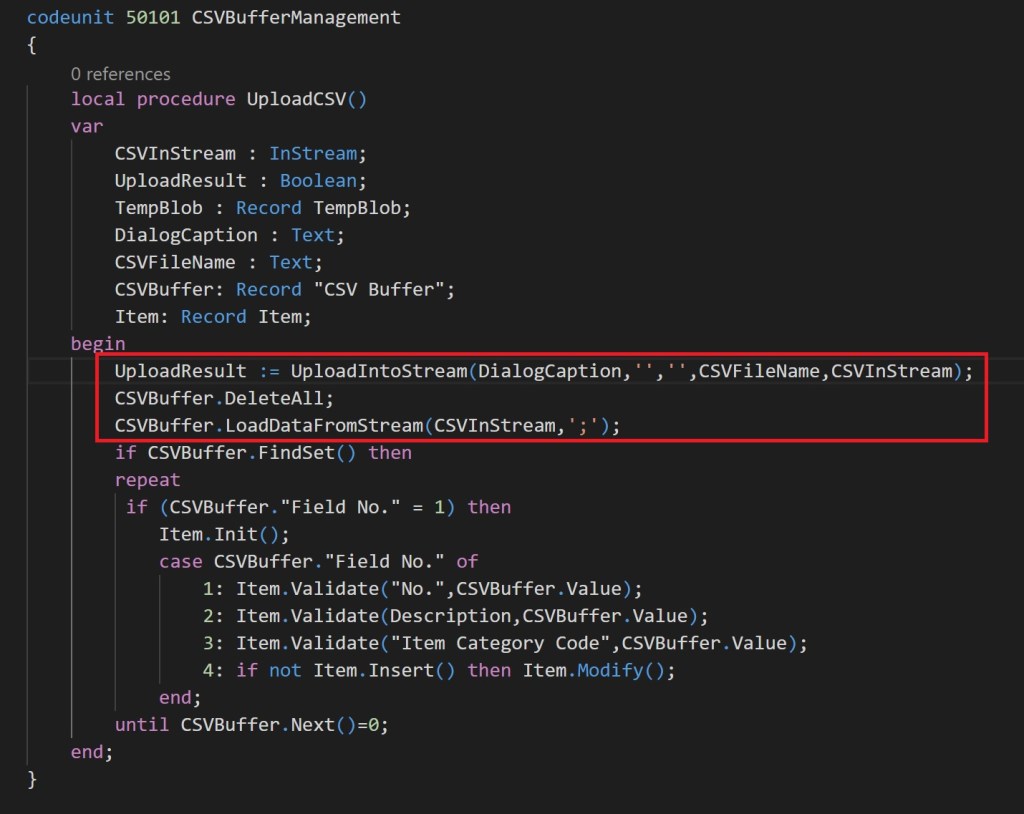 Dynamics 365 Business Central: parsing a CSV file using CSV Buffer ...