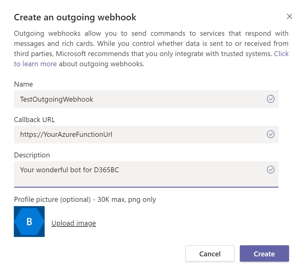 Creating lightweight Teams bots with outgoing webhooks and Azure ...