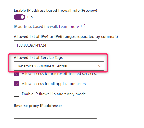 Using IP Firewall rules in Dataverse to allow only Dynamics 365 Business Central and your local ...