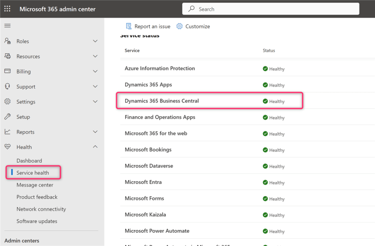 Dynamics 365 Business Central: remember to check the M365 Service ...