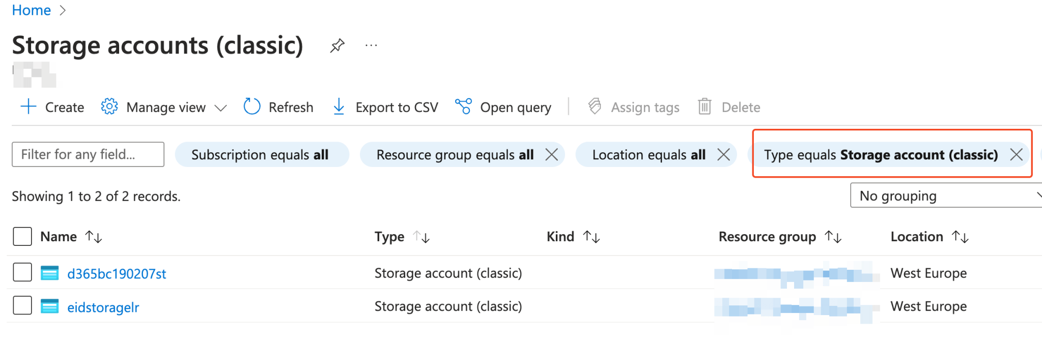 Do you have again Classic Azure Storage Accounts? These are the last ...