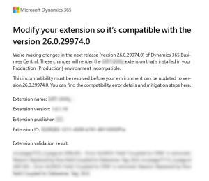 Dynamics 365 Business Central 2025 Wave 1: checking app compatibility with future versions ...